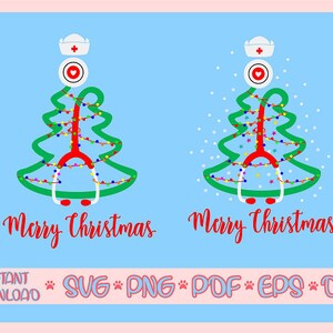 Stethoscope Christmas Tree Svg,merry Christmas Svg,nurse Christmas Svg ...
