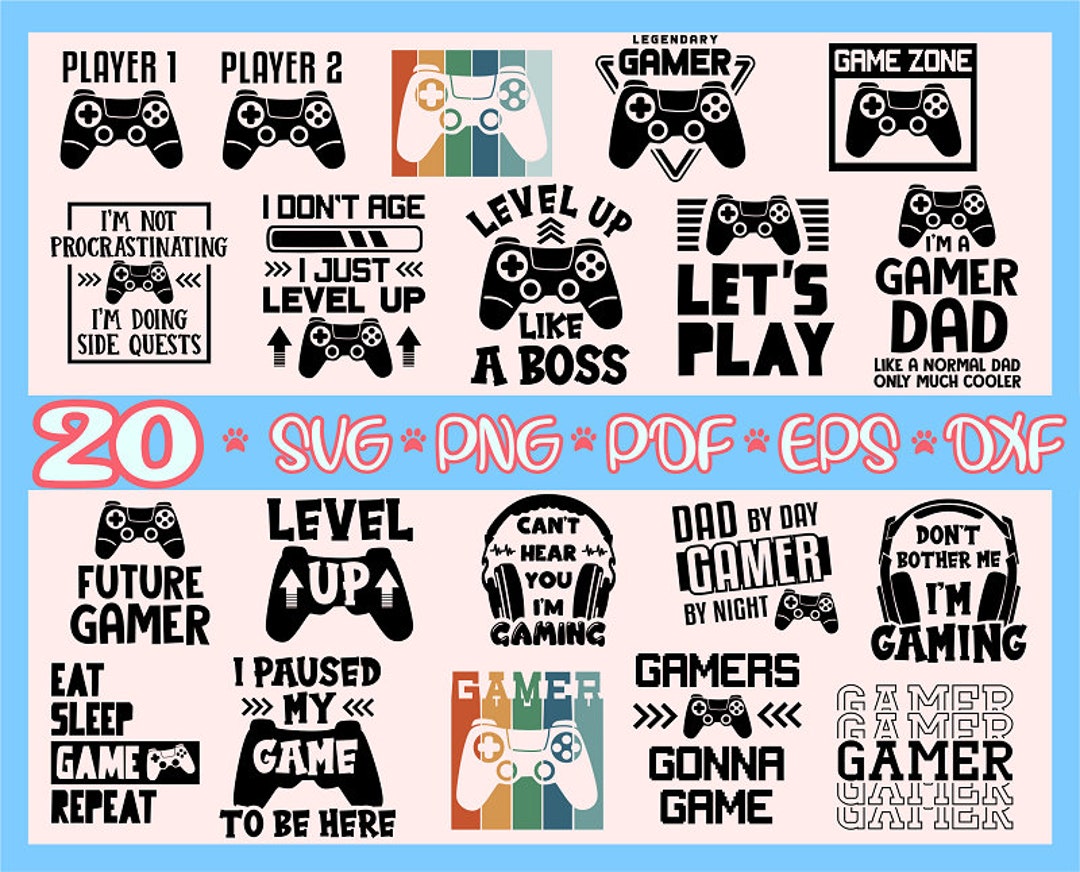 Gamer Bundle Svg,gamer Svg,playaer Svg,video Game Svg,joystick Svg ...