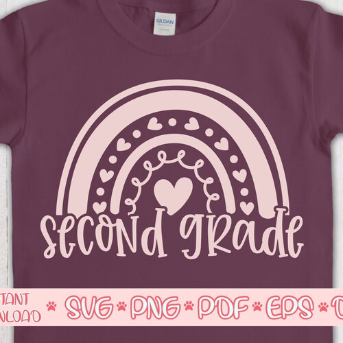 2nd Grade SVG Second Grade Rainbow SVG Back to School Shirt - Etsy