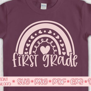 School Rainbow Svg,first Grade Shirt Svg,back to School Cut File,first ...