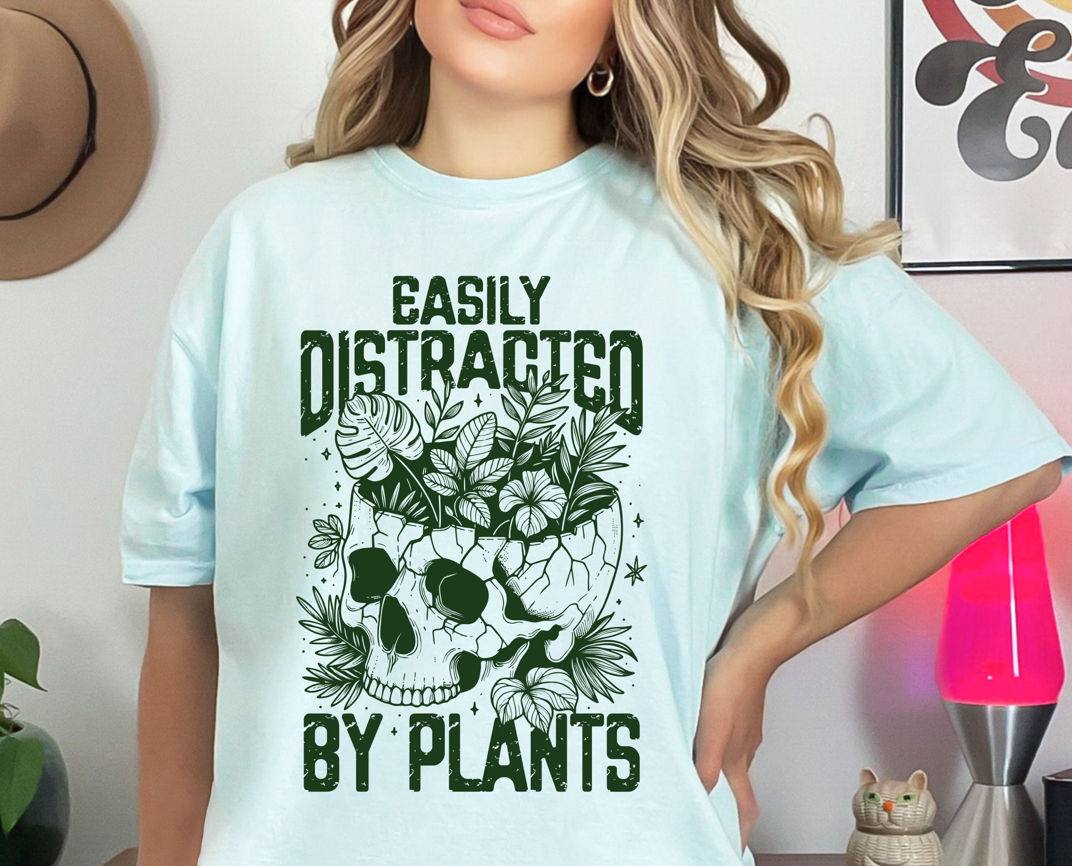 Easily Distracted by Plants PNG, Trendy Plant Lover Png, Funnt Skeleton ...