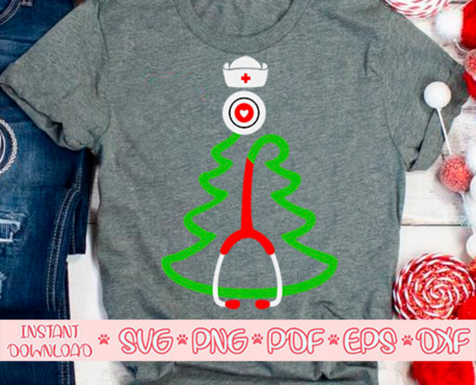 Stethoscope Christmas Tree Svgnurse Christmas Svgmedical - Etsy