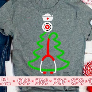 Stethoscope Christmas Tree Svg,nurse Christmas Svg,medical Christmas ...