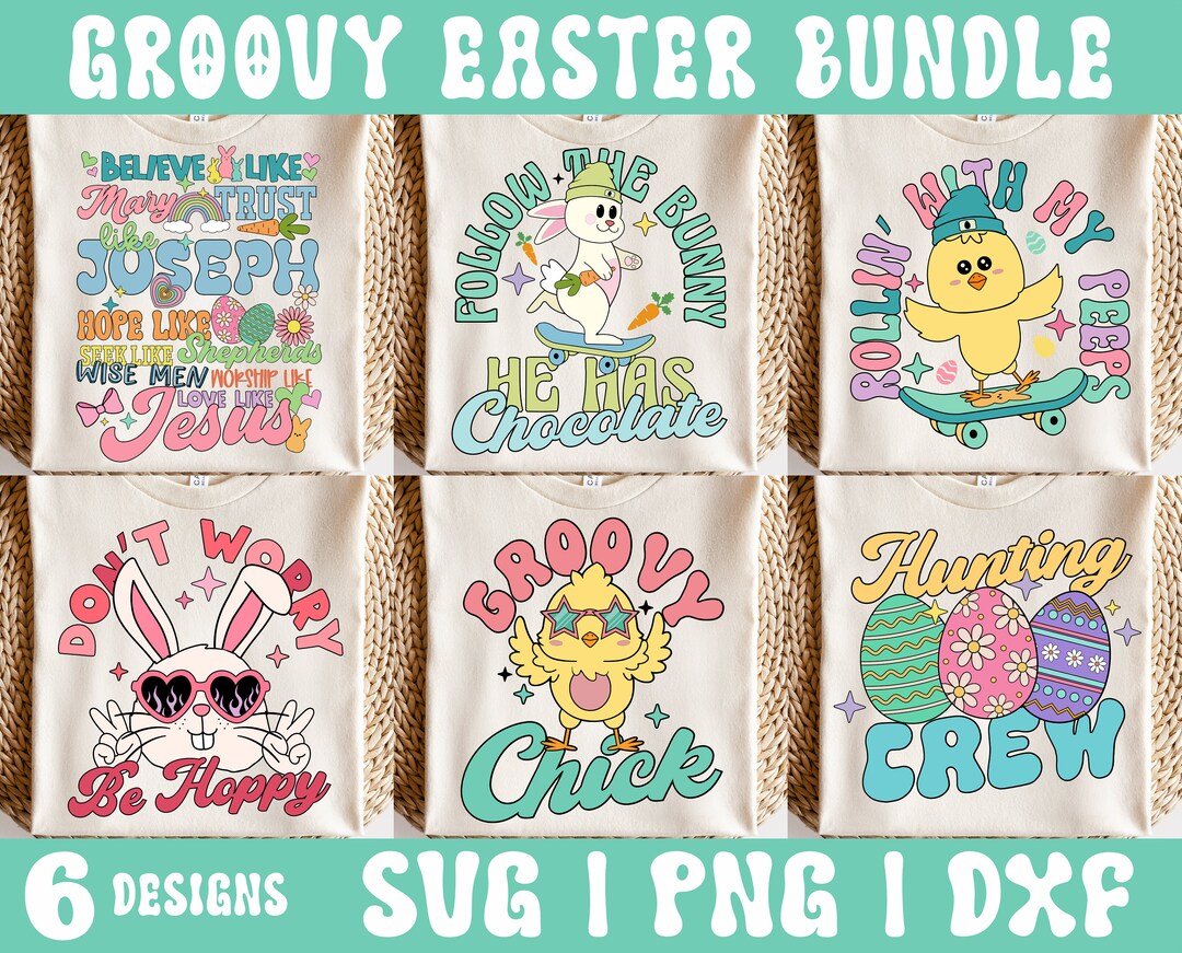 Groovy Easter SVG Bundle, Retro Easter Svg, Easter Bunny Svg, Don't ...