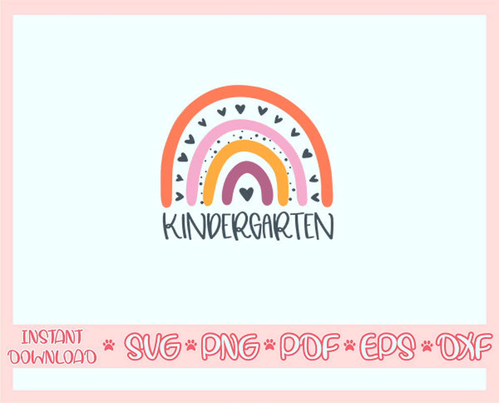 Kindergarten Rainbow Svgkindergarten Svg Filesfirst Day of - Etsy