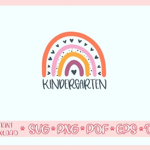 Kindergarten Rainbow Svg,kindergarten Svg Files,first Day of School Svg ...