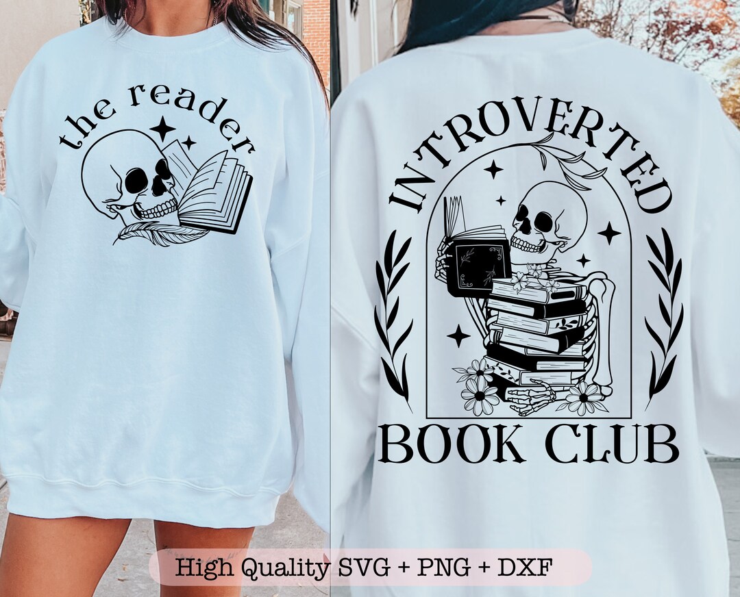 Introverted Book Club SVG, Bookish Shirt Svg, Book Lover Svg ...