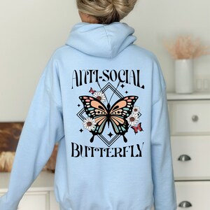 Anti Social Butterfly Svg, Front and Back Svg, Sarcastic Svg for Shirts ...