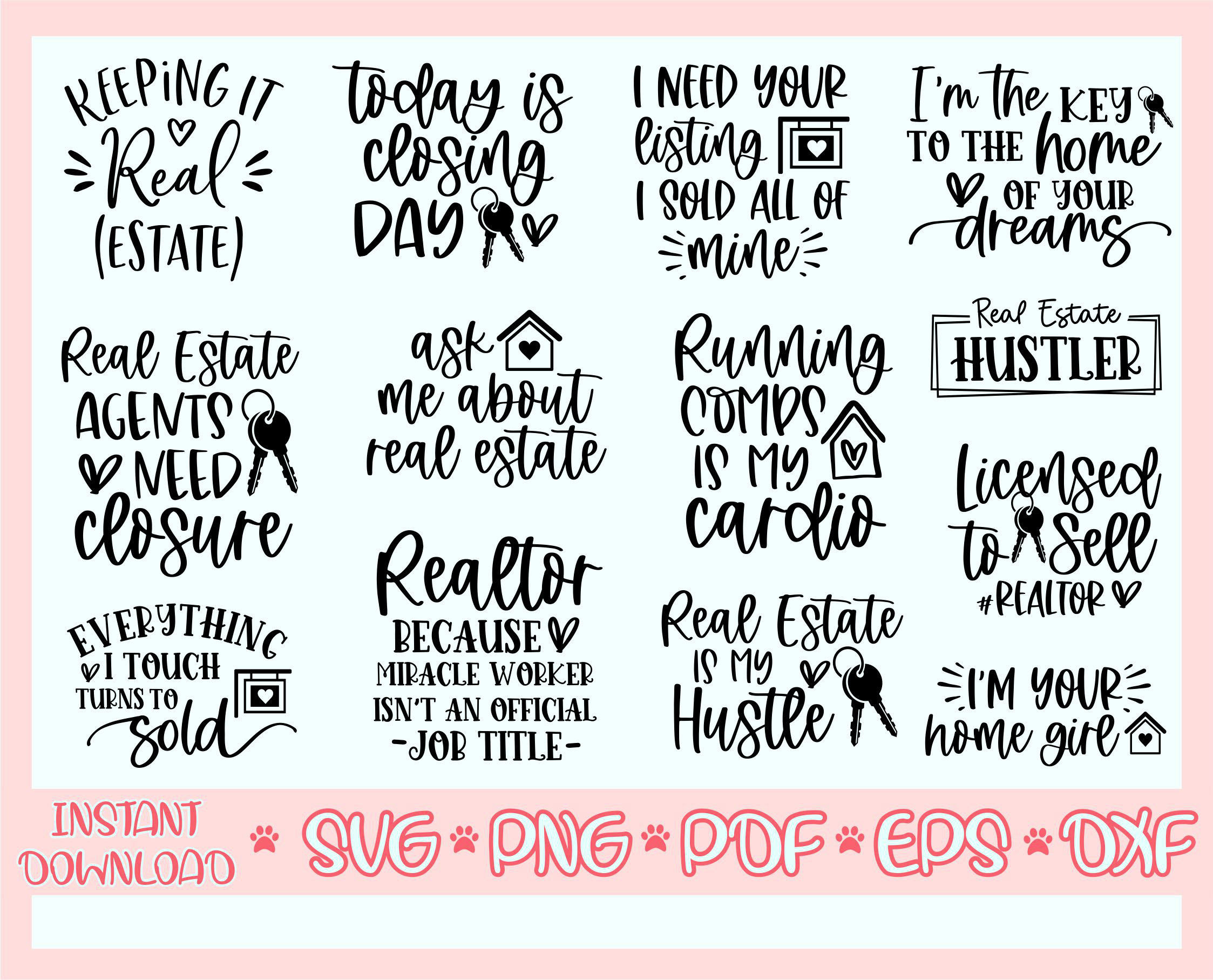 Real Estate Bundle Svg,real Estate Agent Svg,real Estate Quote Svg,real ...