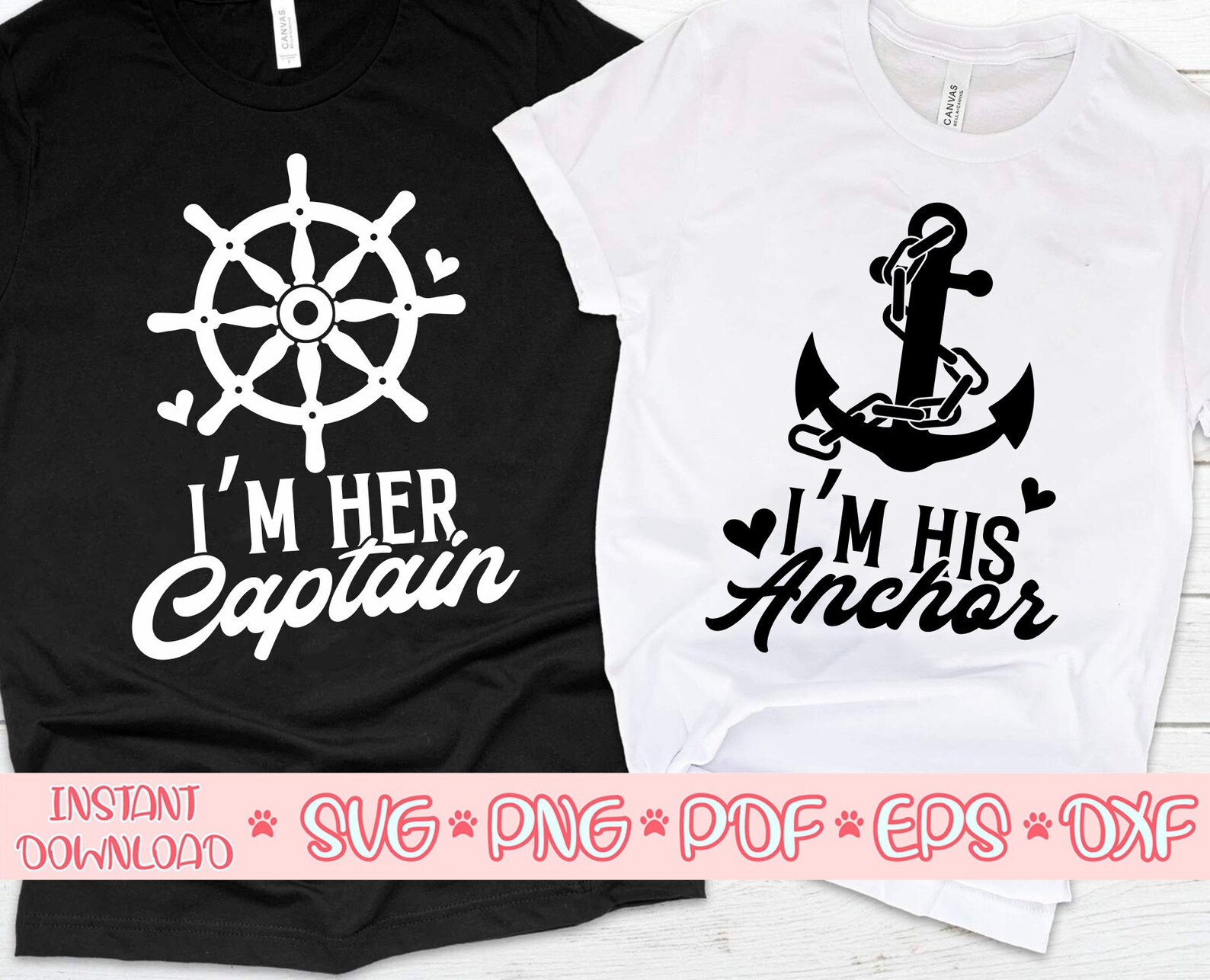 I'm Her Captain SVG, I'm His Anchor SVG, Romantic Couple Shirts Svg ...