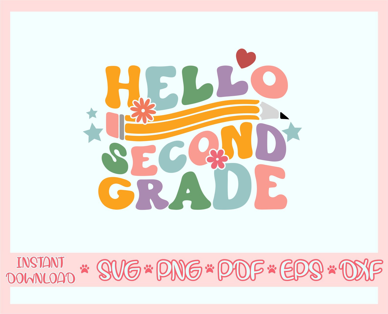 Hello Second Grade SVG Retro Second Grade SVG First Day of - Etsy
