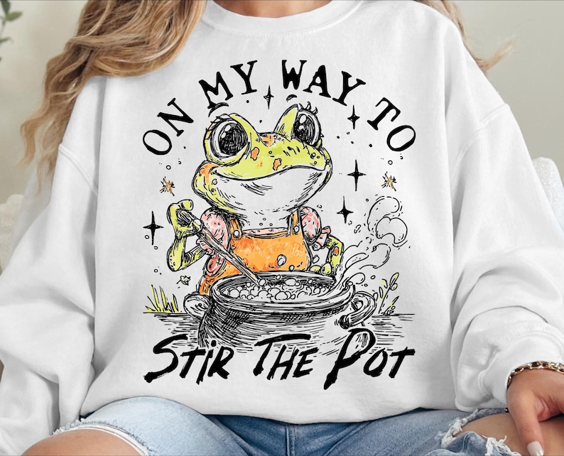 On My Way to Stir the Pot PNG, Funny Frog Sarcastic Humor Snarky Animal ...