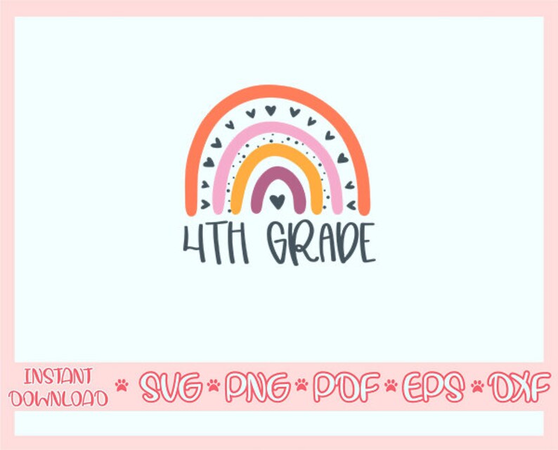 4th Grade Rainbow Svgfourth Grade Svgfirst Day of School | Etsy