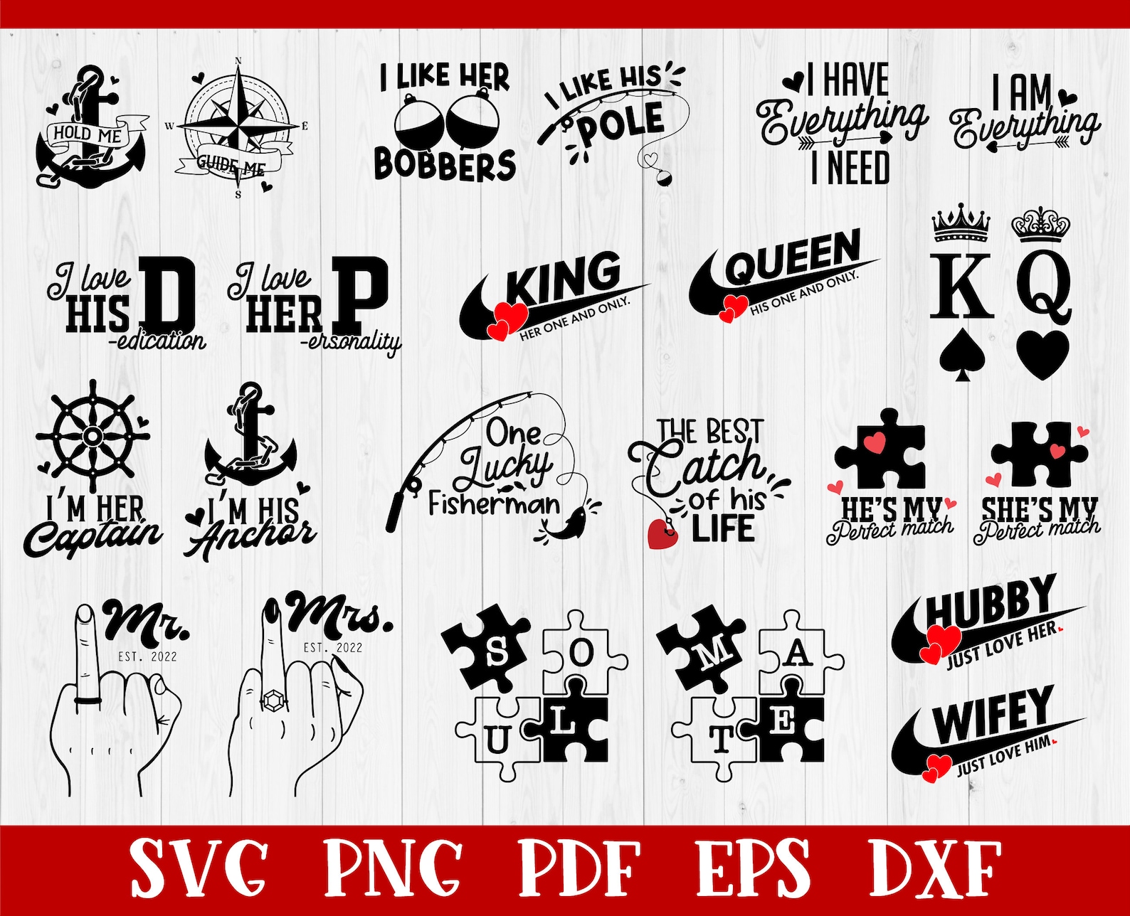 Matching Couple SVG Bundle, Happy Valentine's Day Svg, Couple Shirts ...