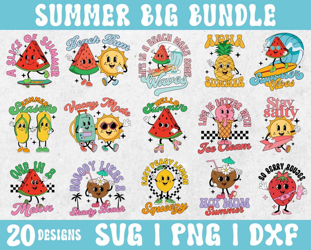 Retro Summer SVG Bundle, Summer Season Svg, Vacay Mode Png, Hot Mom ...