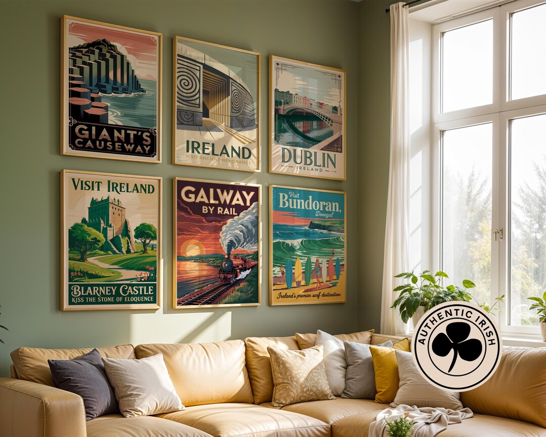 Visit Ireland Vintage Poster Prints | Dublin, Cork, Belfast, Galway ...