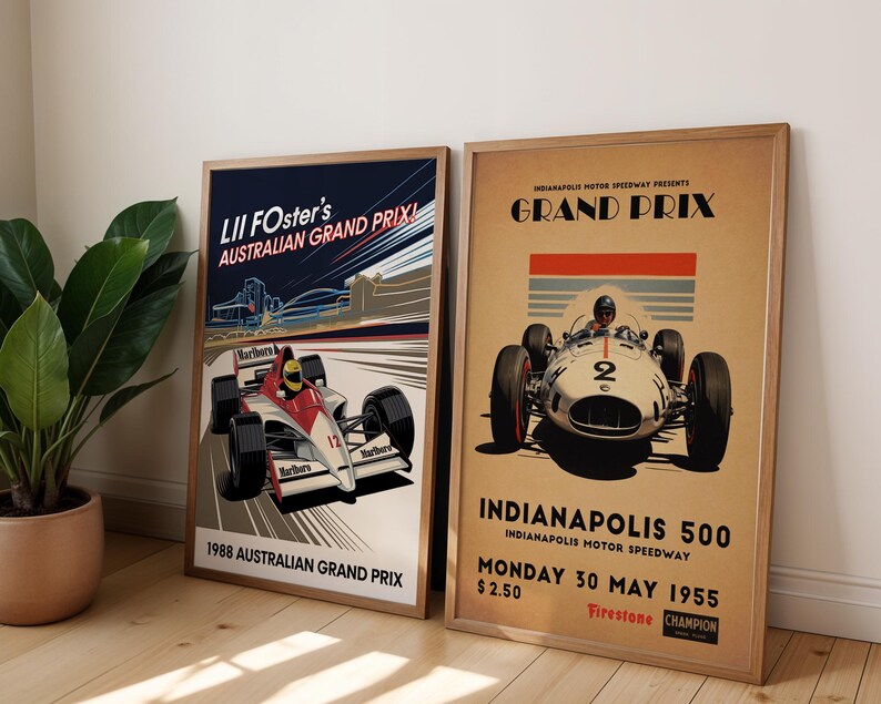 1955 Indy 500 GP Retro Poster Advert, Formula 1 Gift for Him, - Etsy