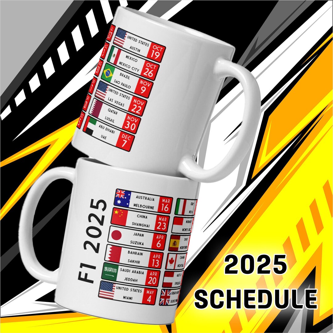 2025 Formula 1 Schedule Calendar Coffee F1 Mug, Ideal Christmas Gift ...