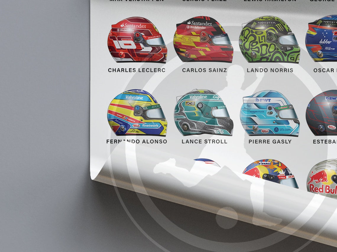 2024 F1 Formula 1 Drivers Helmet Poster, Gift for Him Print Art Wall ...