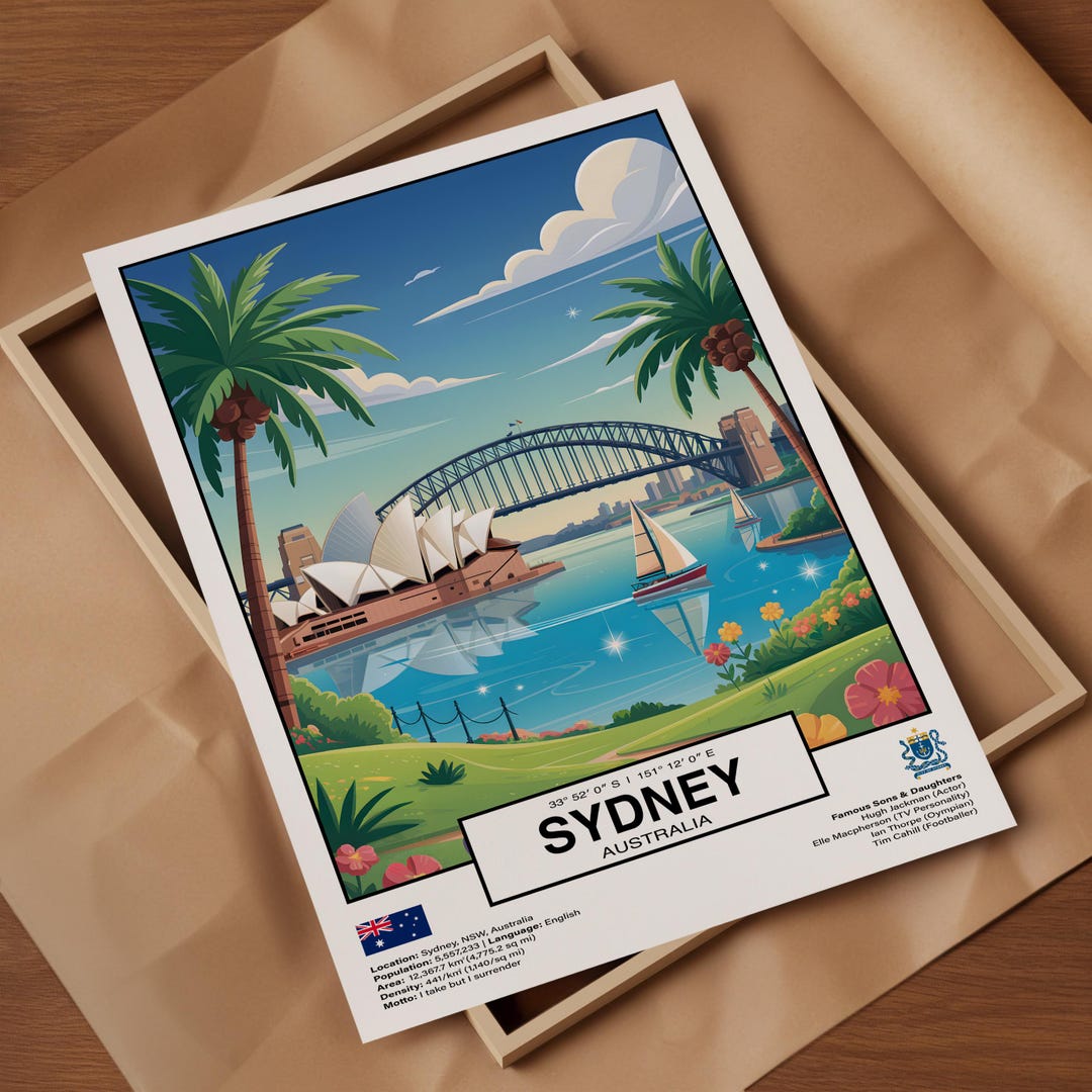 Sydney Travel Poster: Modern Australia Art Print - Etsy
