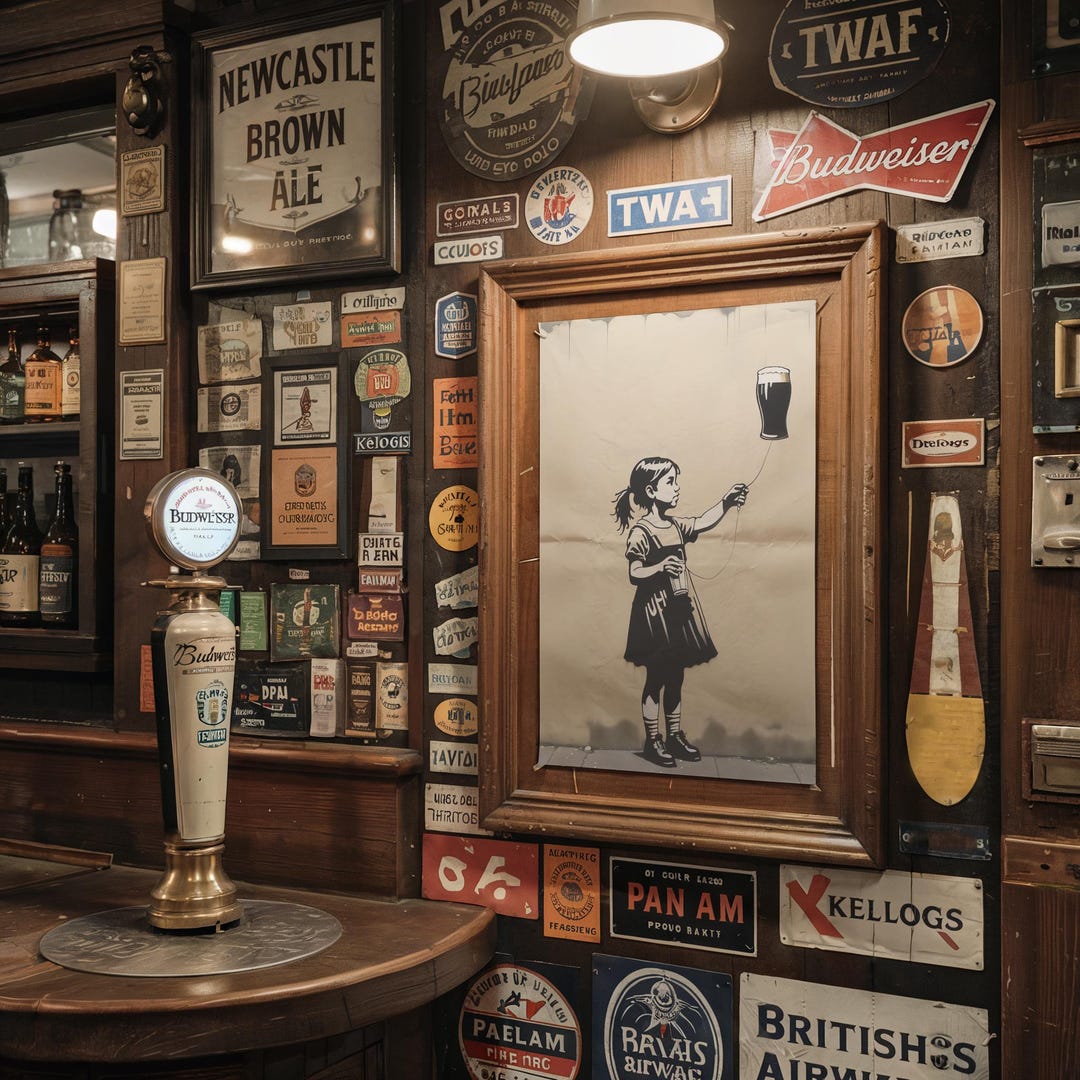 Banksy Poster Style Art With Girl Holding Irish Beer Pint Poster, Ideal ...