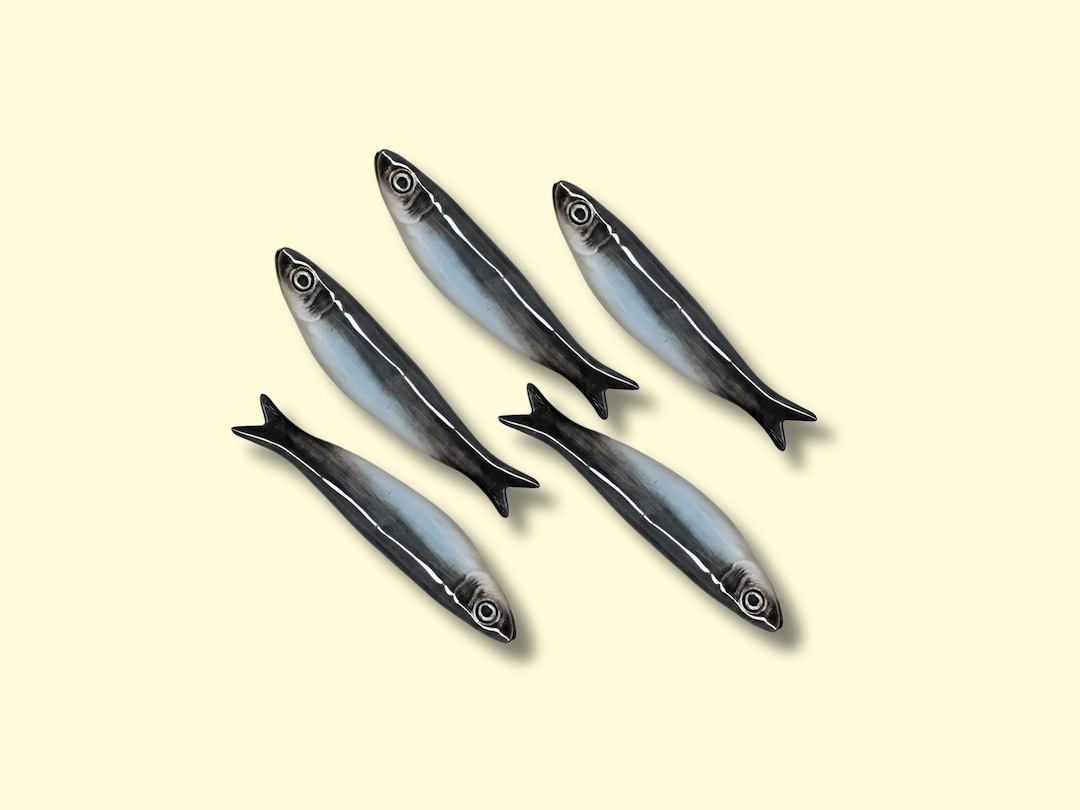 Set of 5 Handmade Ceramic Sardine Wall Decor, Portuguese Coastal Fish ...