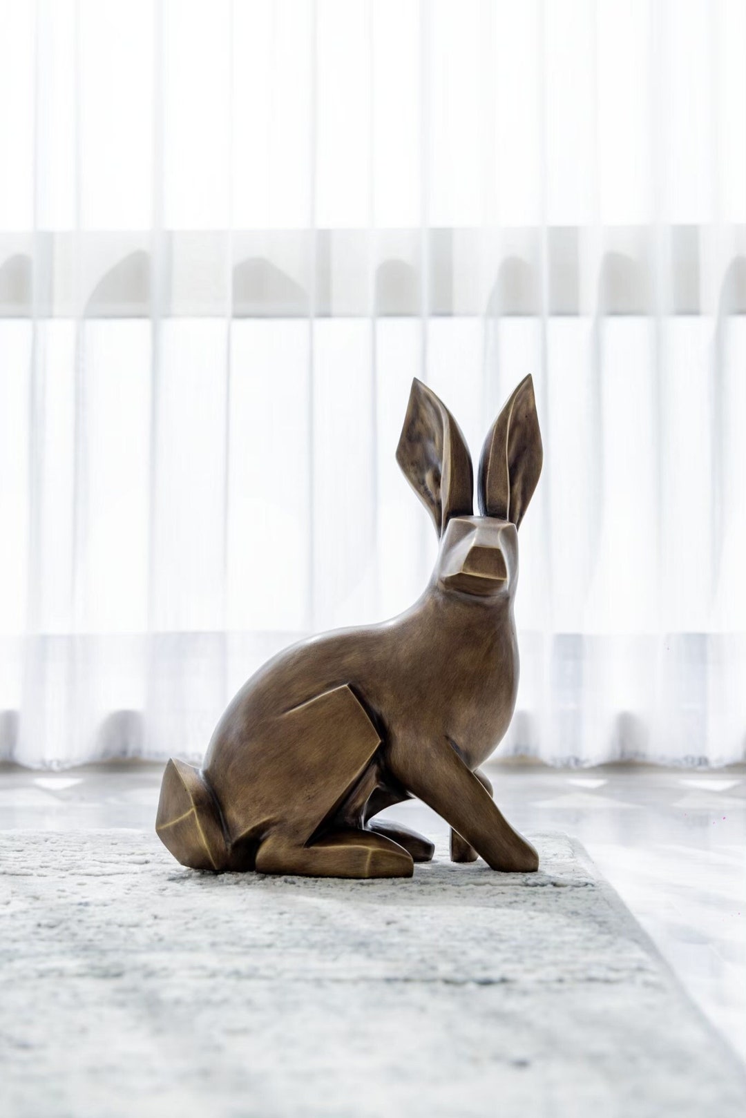 Sitting Rabbit Brass Figurine – Handcrafted Bunny Sculpture for Elegant ...