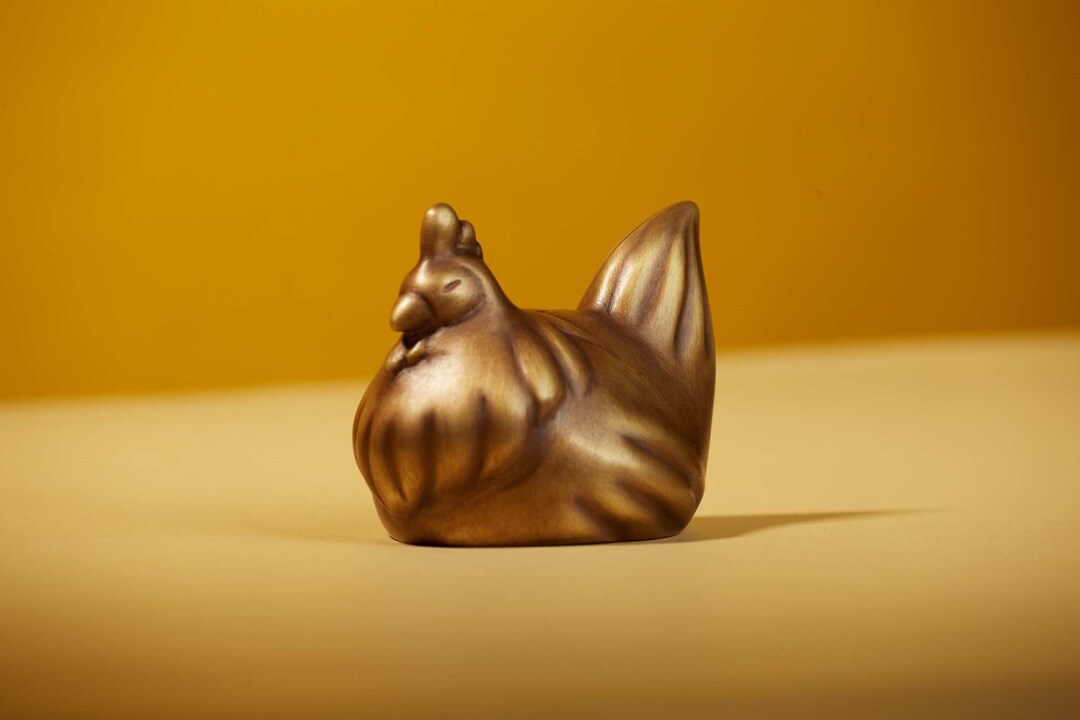 Sleeping Chicken Brass Sculpture – Handmade Zodiac Rooster Figurine for ...