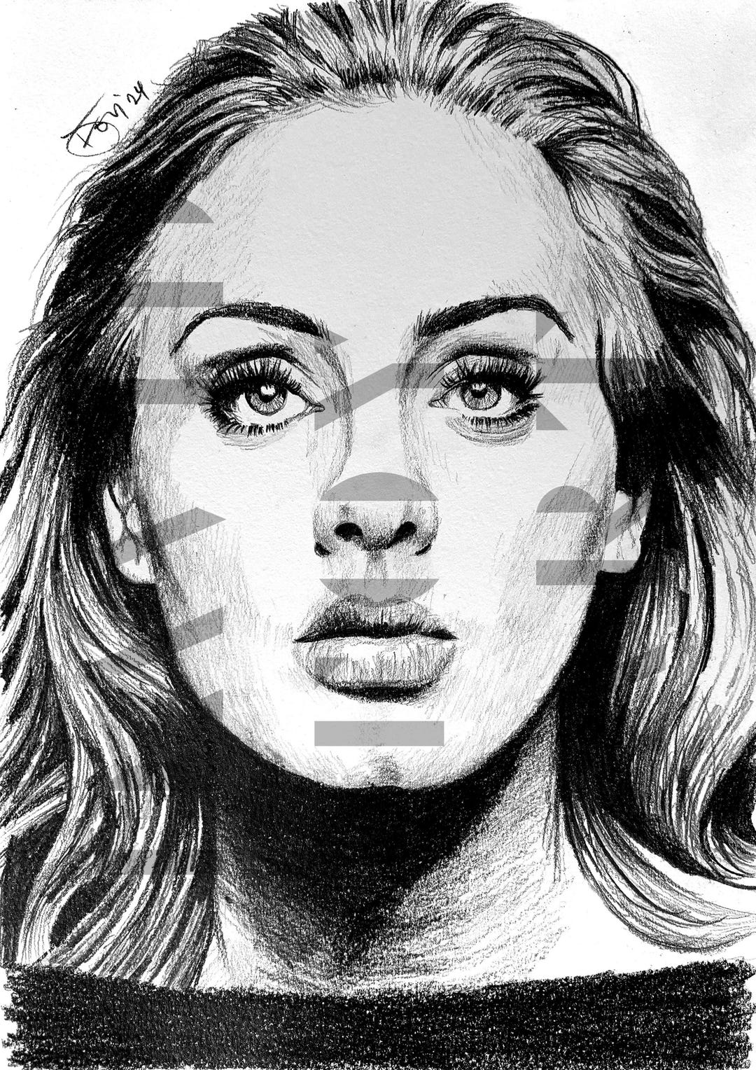 Adele - Hand Drawn Pencil Sketch - Etsy