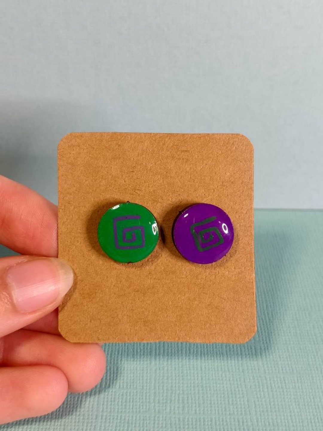 Karl Jacobs Earrings, Minecraft Skin Swirl Wooden Studs, Custom Jewelry ...