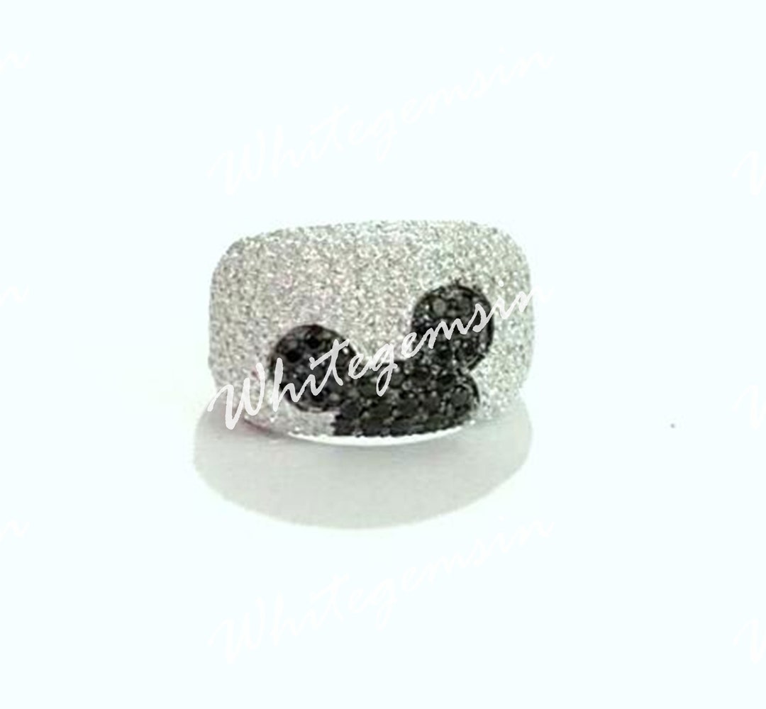 Mickey Diamond Ring, Disney Cartoon Mickey Mouse Face Black and White ...