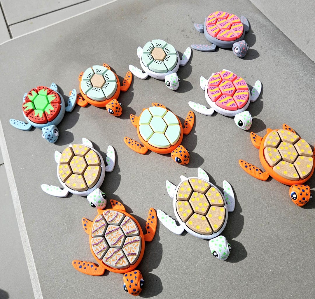Mystery Clicker Turtle | 3D Printed Fidget Toy | Articulated Turtle ...