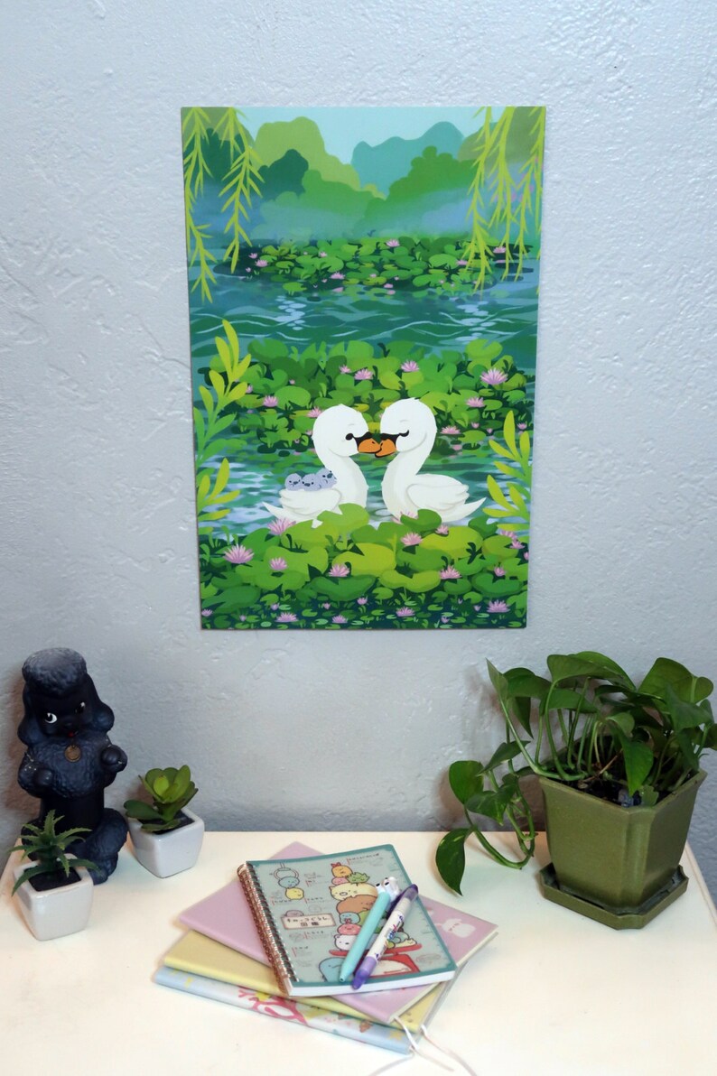 Swan Family Art Print 11 X 17 - Etsy