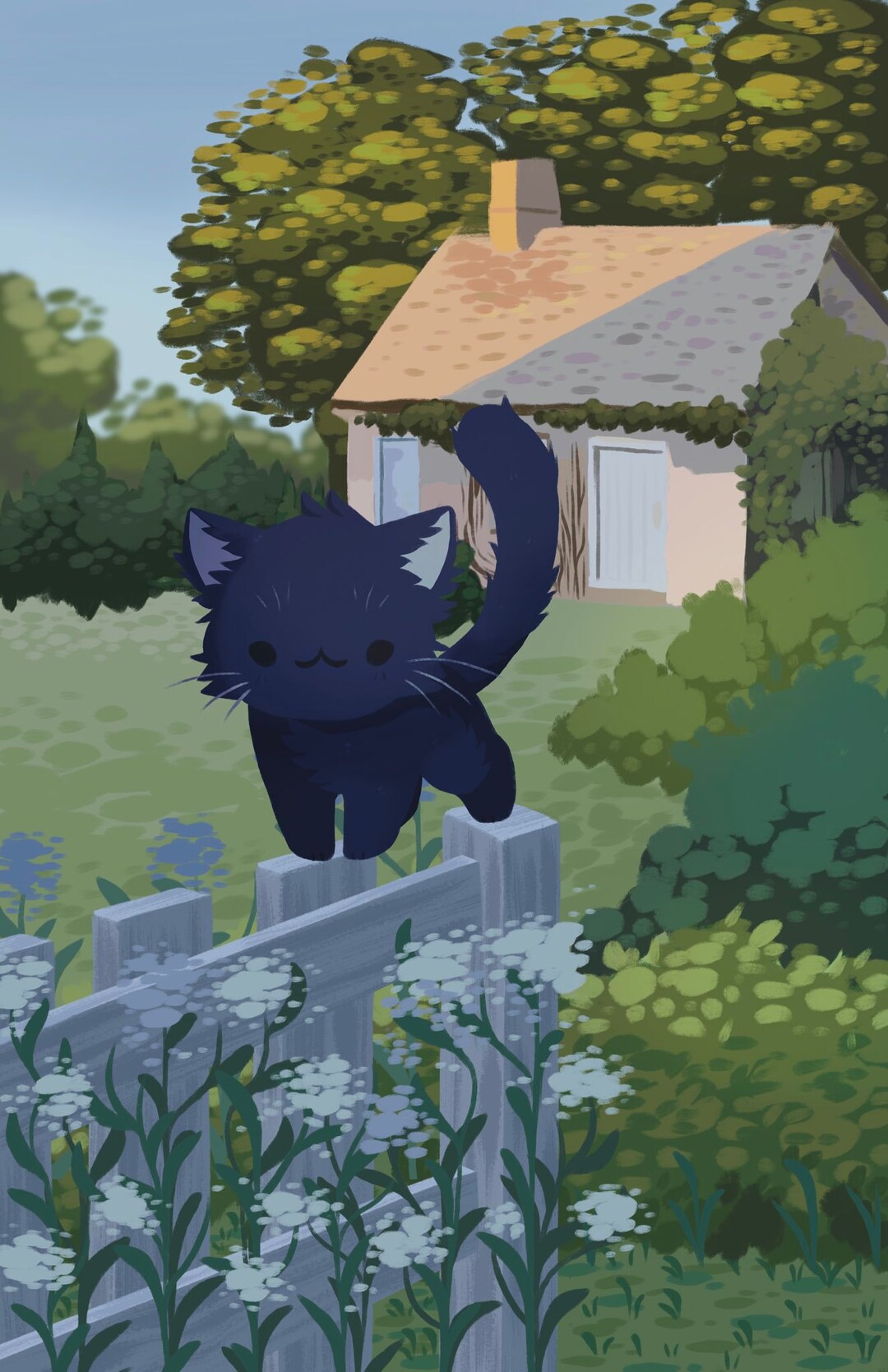 Cat Cottage Print 11 X 17 - Etsy