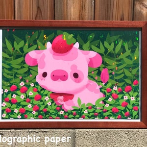 Strawberry Cow Art Print 11 X 17 - Etsy