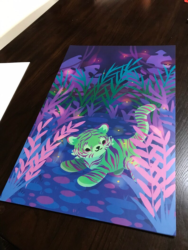 Tiger in Neon Jungle Art Print 11 X 17 - Etsy