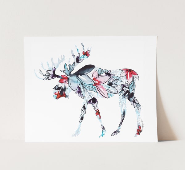 PRINTABLE Moose Line Art Black & White Minimalistic Print, Home Decor ...