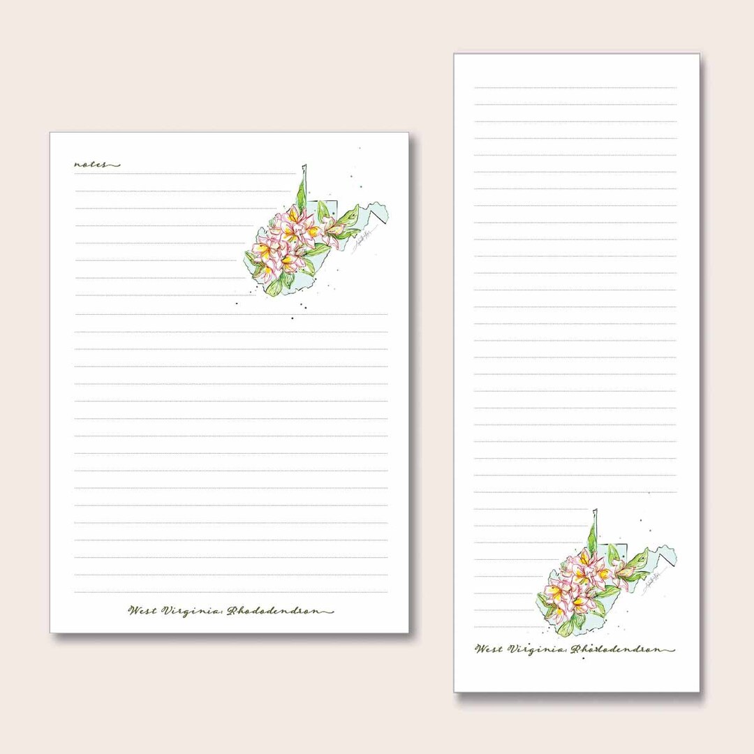 West Virginia Notepad Bundle Watercolor Artwork Gift for Her Him ...