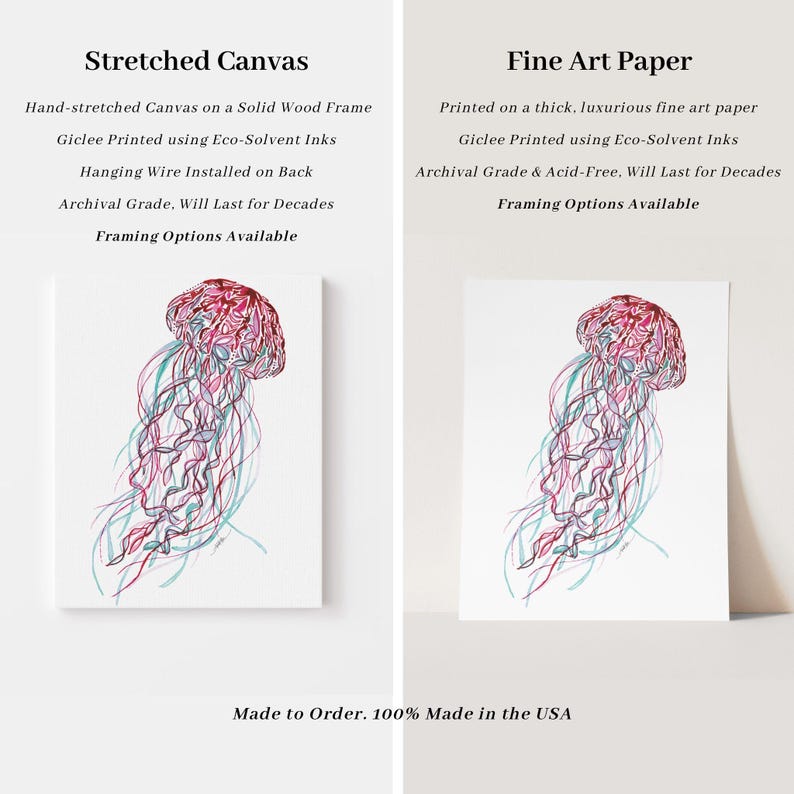 JELLYFISH Fine Art Print | Floral Home Decor | Canvas or Giclee Framed ...
