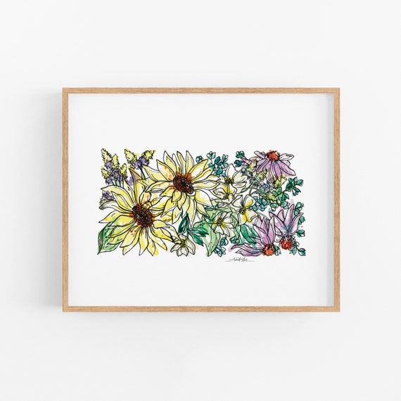 KANSAS Flowers State Art Print Fine Art Floral Map Poster Wall - Etsy