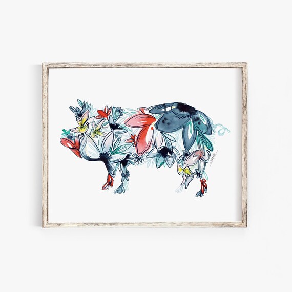 PIG Wall Art Print Pig Art Watercolor Pig Decor Painting - Etsy