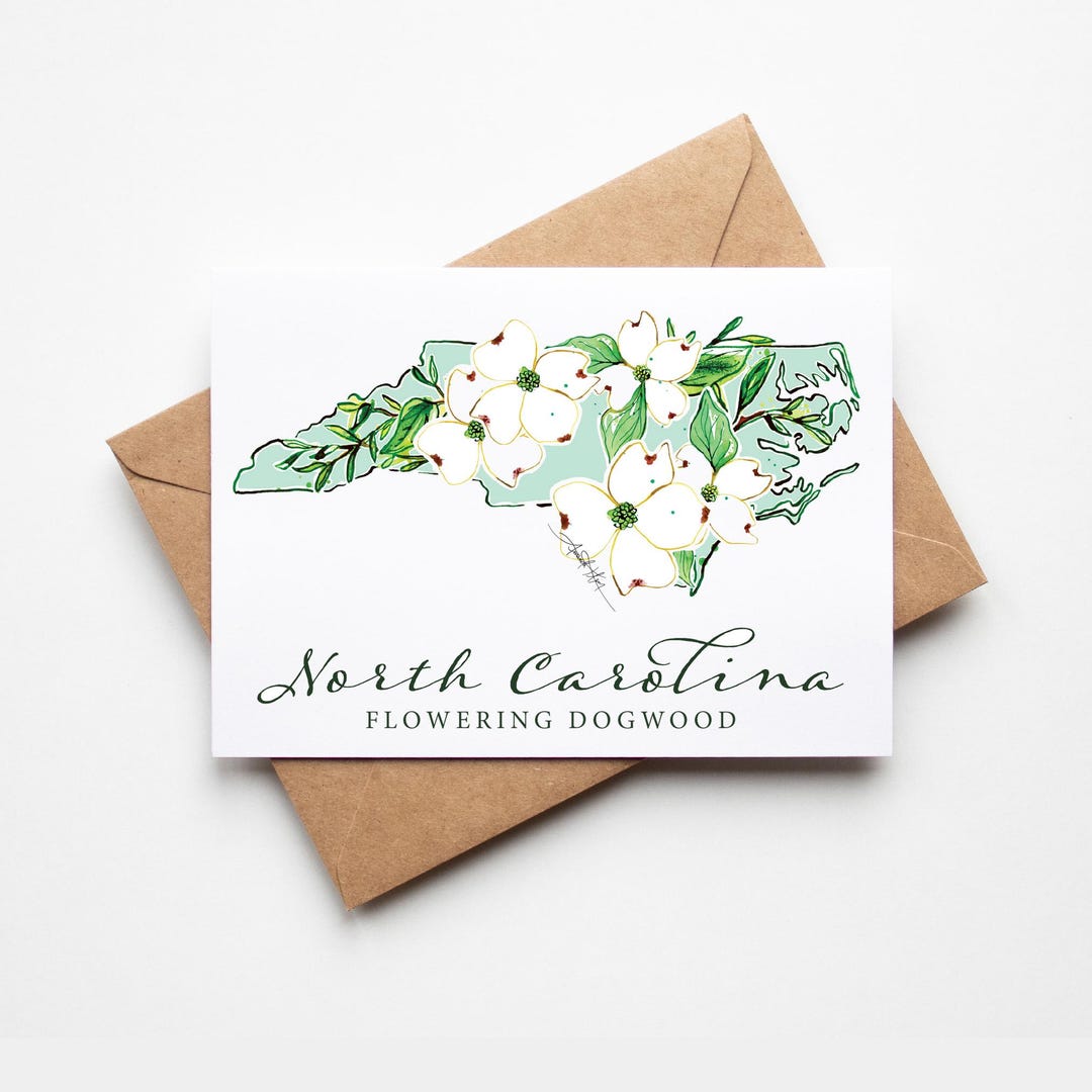North Carolina Flowering Dogwood State Flower BOX SET OF 8 Blank Note ...