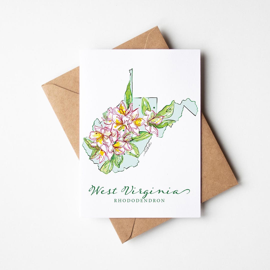 West Virginia Rhododendron State Flower BOX SET OF 8 Blank Note Cards ...