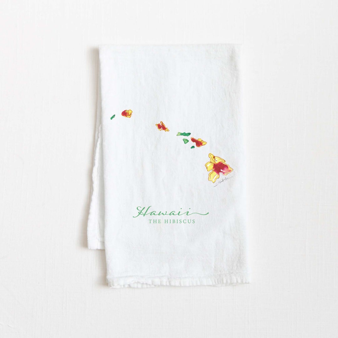 HAWAII State Hibiscus Flour Sack Kitchen Tea Towel 27 X 27 Cotton Decor ...