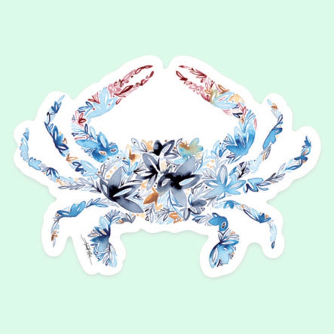 Blue Crab Vinyl Decal Sticker Cute Sticker Weatherproof Waterproof ...