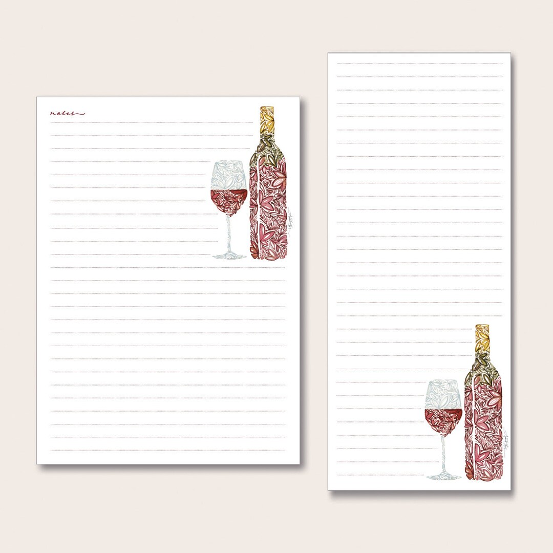 Red Wine Notepad Bundle - Etsy