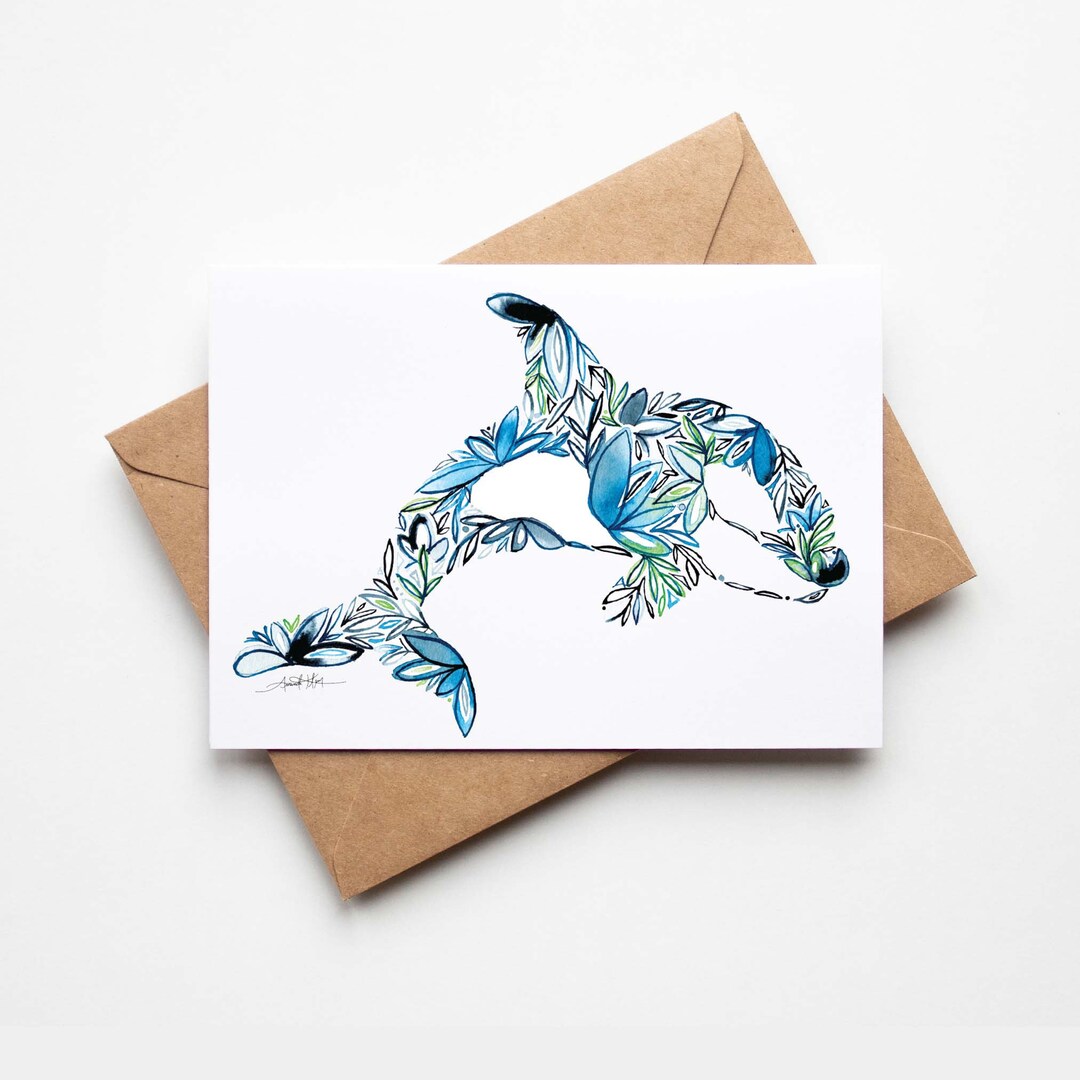 Orca Note Card Set Watercolor Coastal for Him Her Christmas ...