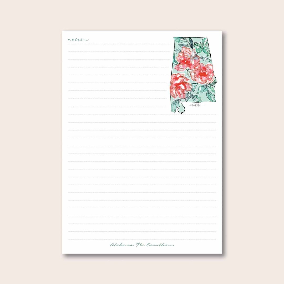 Alabama Desk Notepad Watercolor Artwork Gift for Her Him Christmas ...