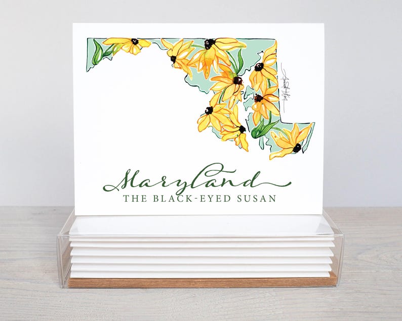Maryland Black-eyed-susan State Flower BOX SET OF 8 Blank Note Cards ...