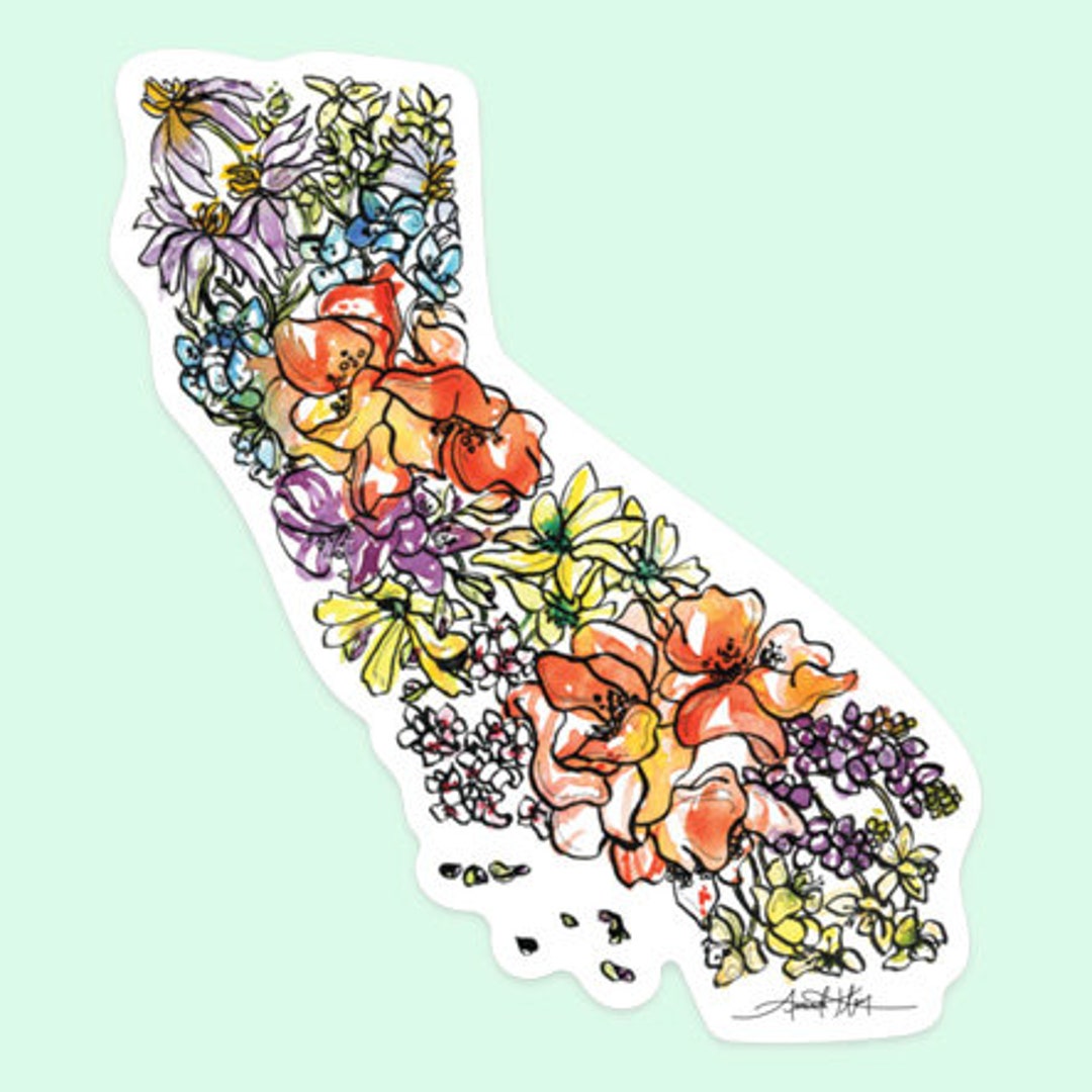 California Floral Vinyl Decal Sticker State Flower Decal Cute ...